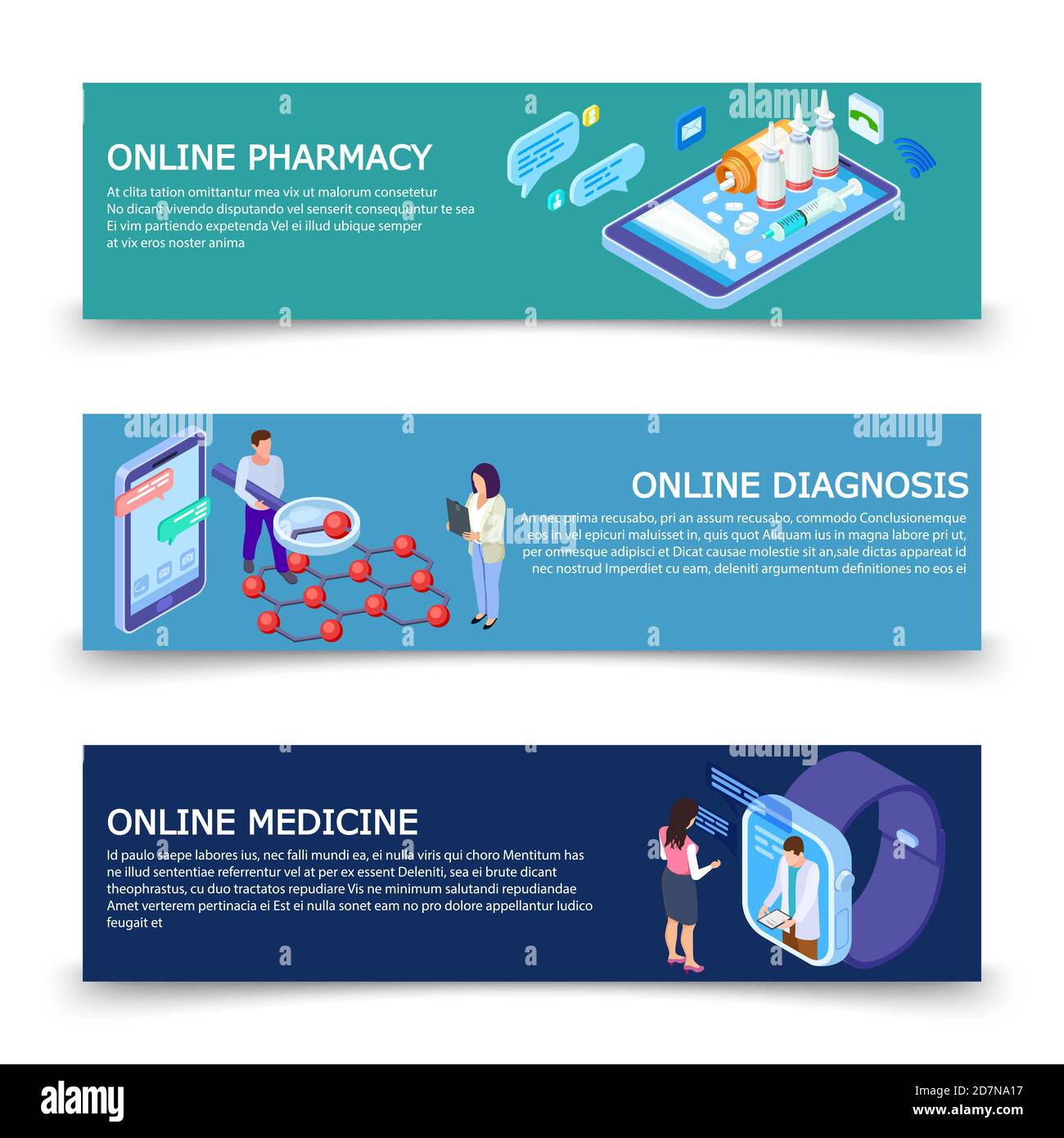 Online pharmacy isometric web Cut Out Stock Images & Pictures - Alamy