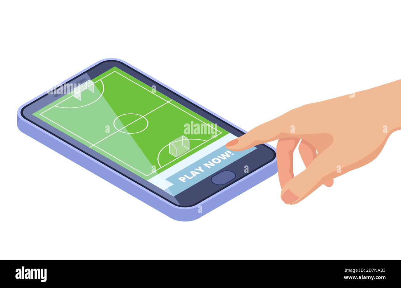 Isometric football field on smartphone - sport games mobile app vector ...
