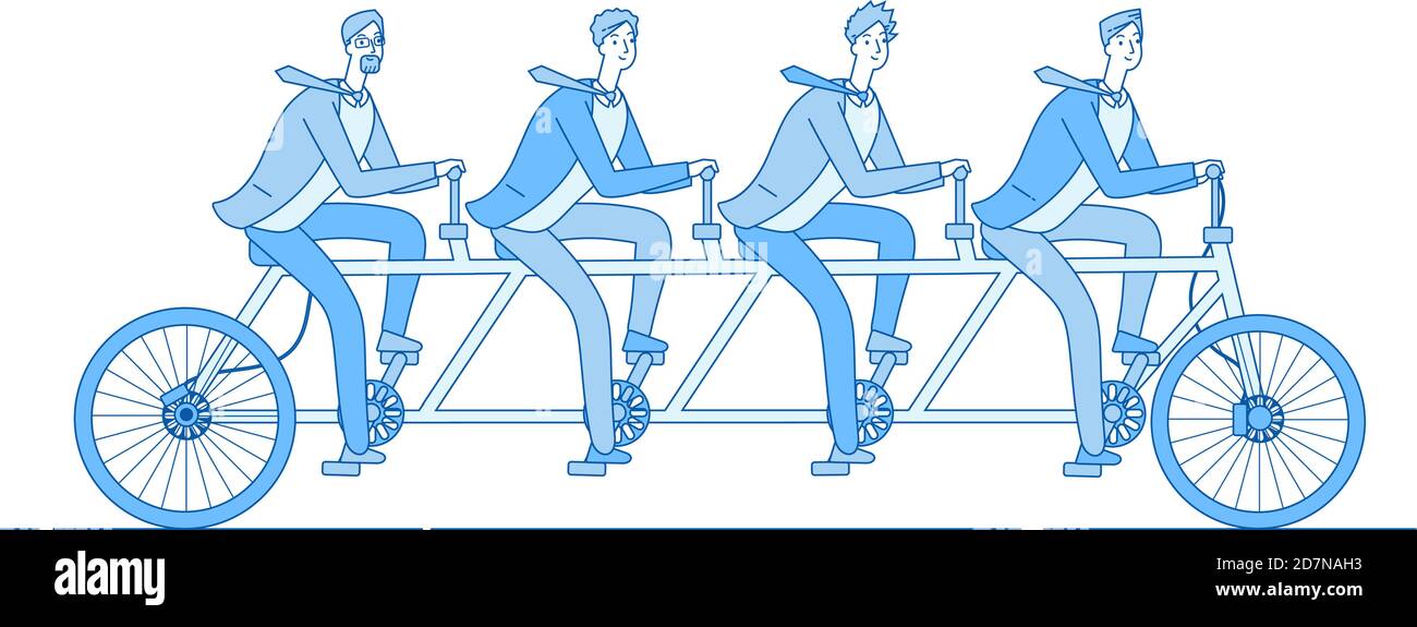 Businessmen ride bike. Partnership, team riding bicycle together ...