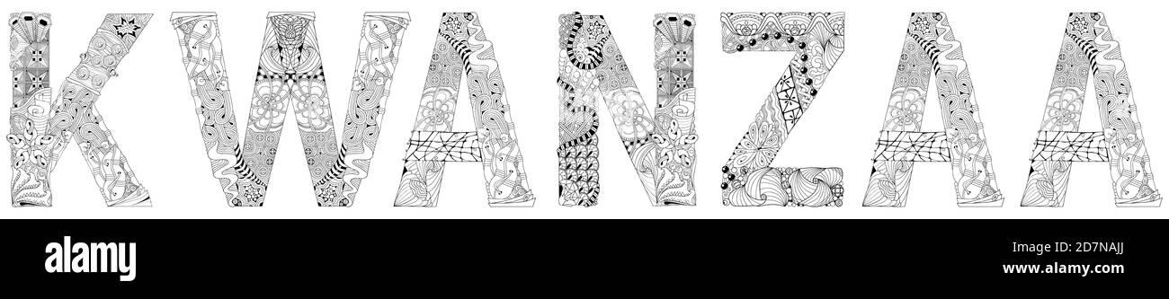 Word KWANZAA. Vector zentangle object for coloring Stock Vector Image ...