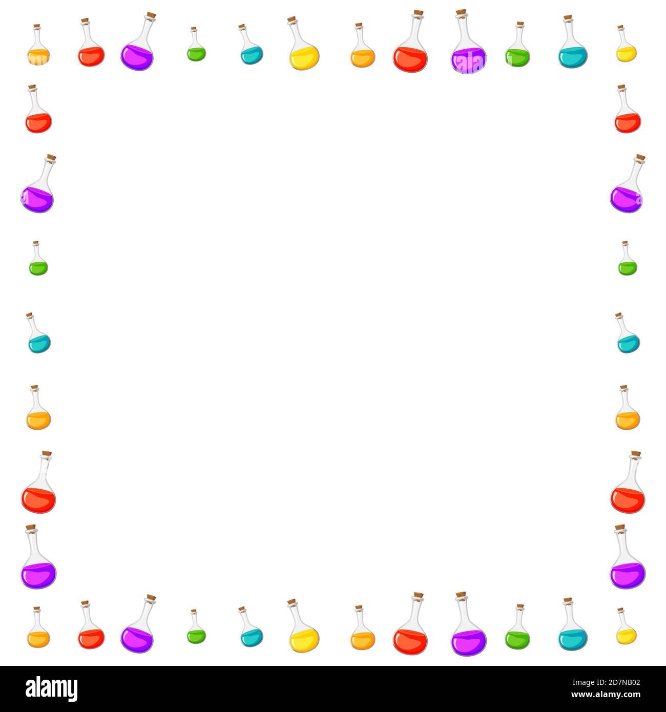 Magic elixir frame for halloween. Border of cartoon liquid flask with ...