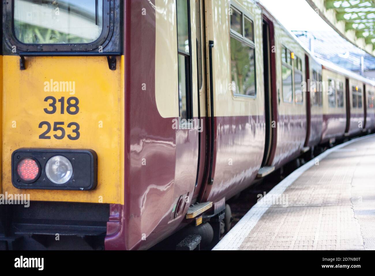 British rail class 318 train stopped at Wemyss Bay Station, April 2010 ...