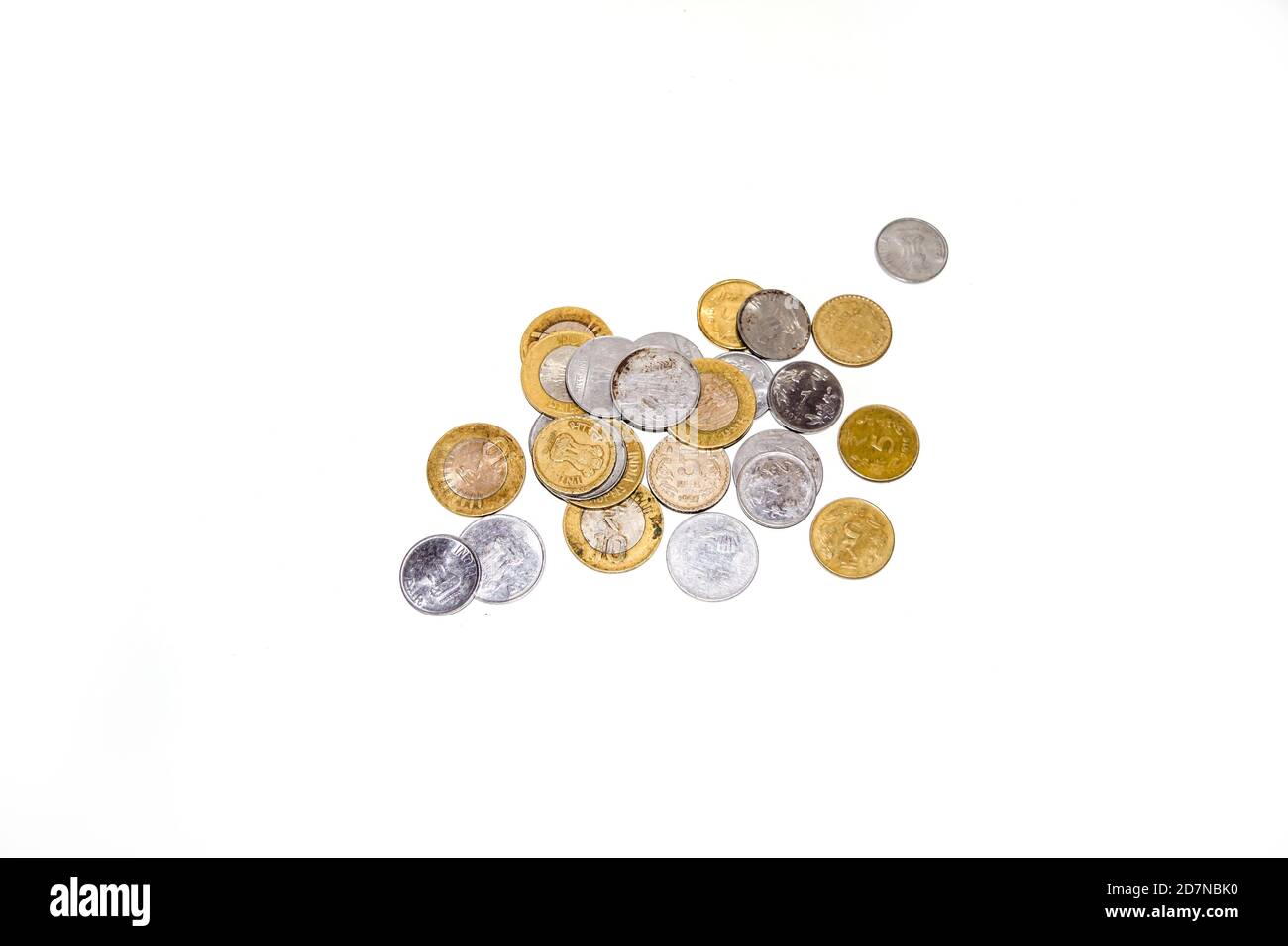 Indian circulating coins collection on isolate white background Stock ...