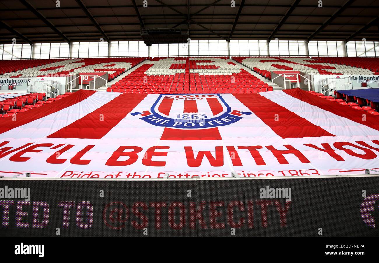 A general view of banners in the stands before the Sky Bet Championship ...