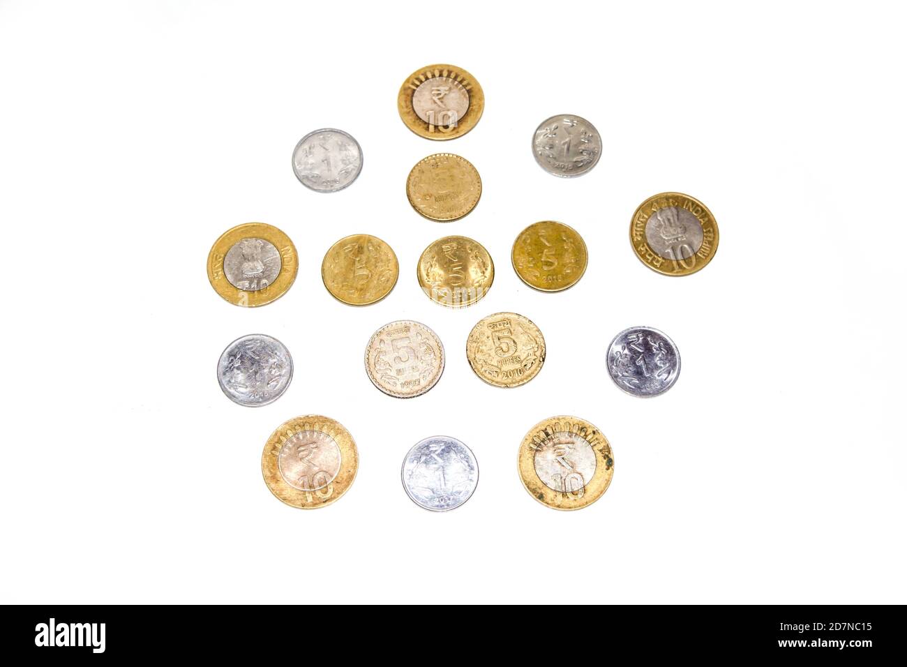 Indian circulating coins collection on isolate white background Stock ...