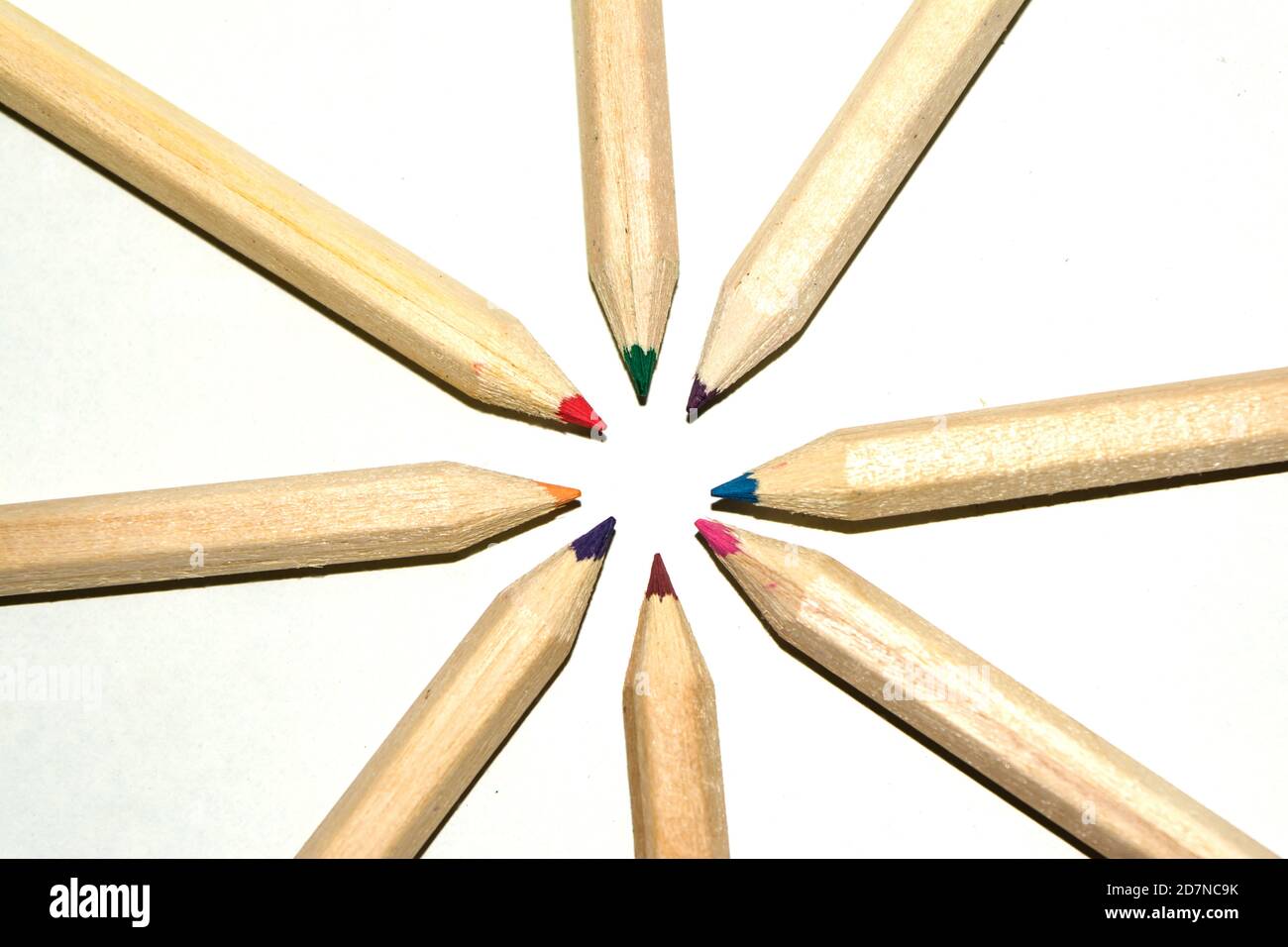 Hexagon Shaped Pencil color and wooden Ruler on isolate white ...