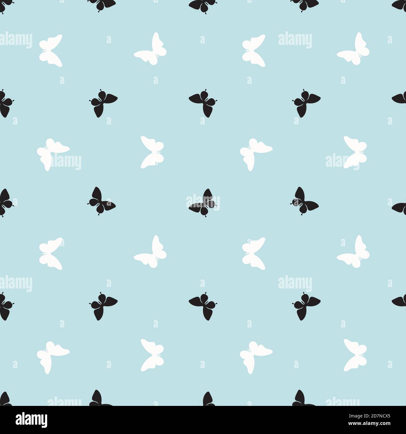 Vector butterfly seamless repeat pattern background design. Blue, black ...