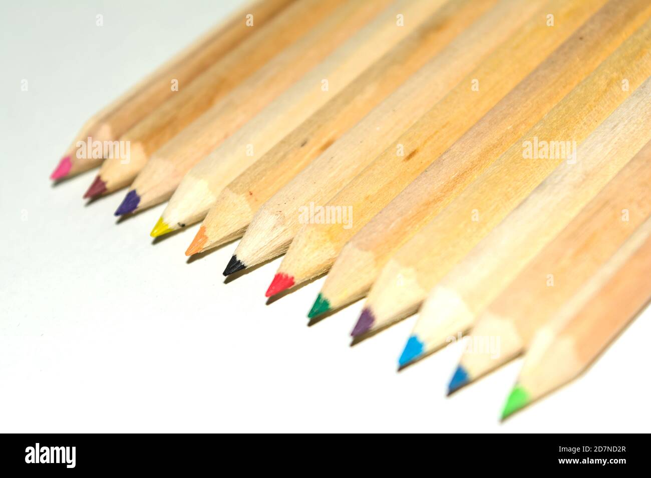 Hexagon Shaped Pencil color and wooden Ruler on isolate white ...