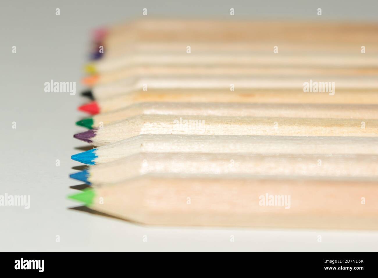 Hexagon Shaped Pencil color and wooden Ruler on isolate white ...