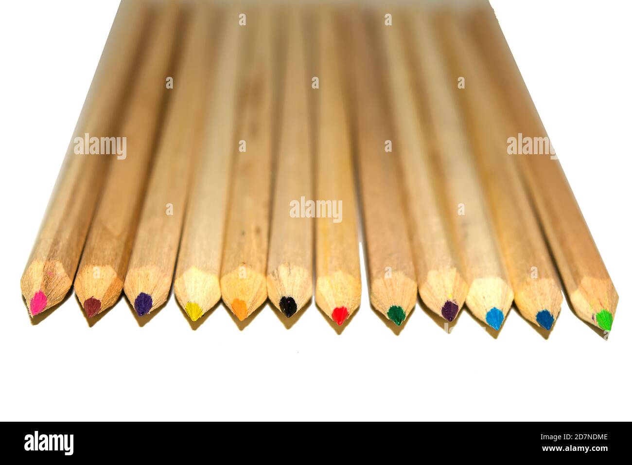 Hexagon Shaped Pencil color and wooden Ruler on isolate white ...