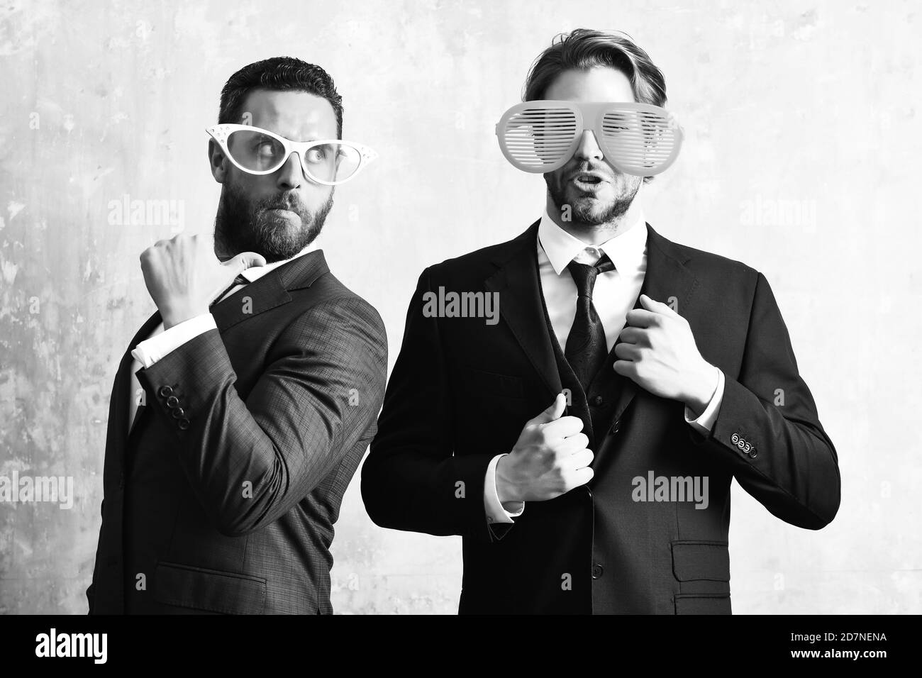 Businessman happy in celebration party Black and White Stock Photos ...