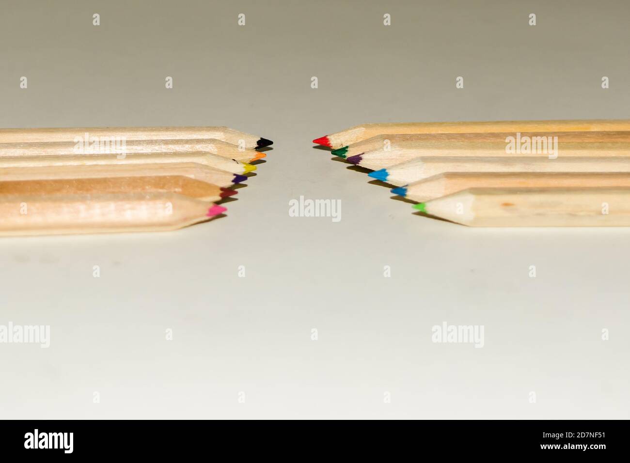 Hexagon Shaped Pencil color and wooden Ruler on isolate white ...