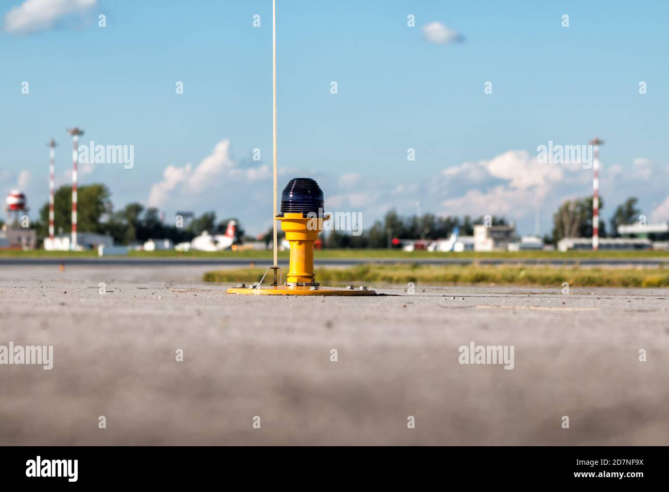 Taxiway, side row lights at the airport Stock Photo - Alamy