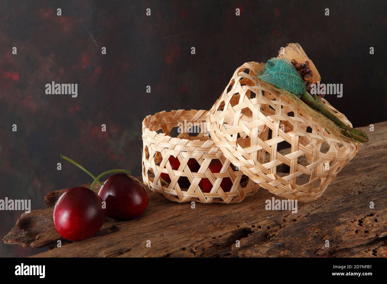 artificial cherry and gift box with background Stock Photo - Alamy