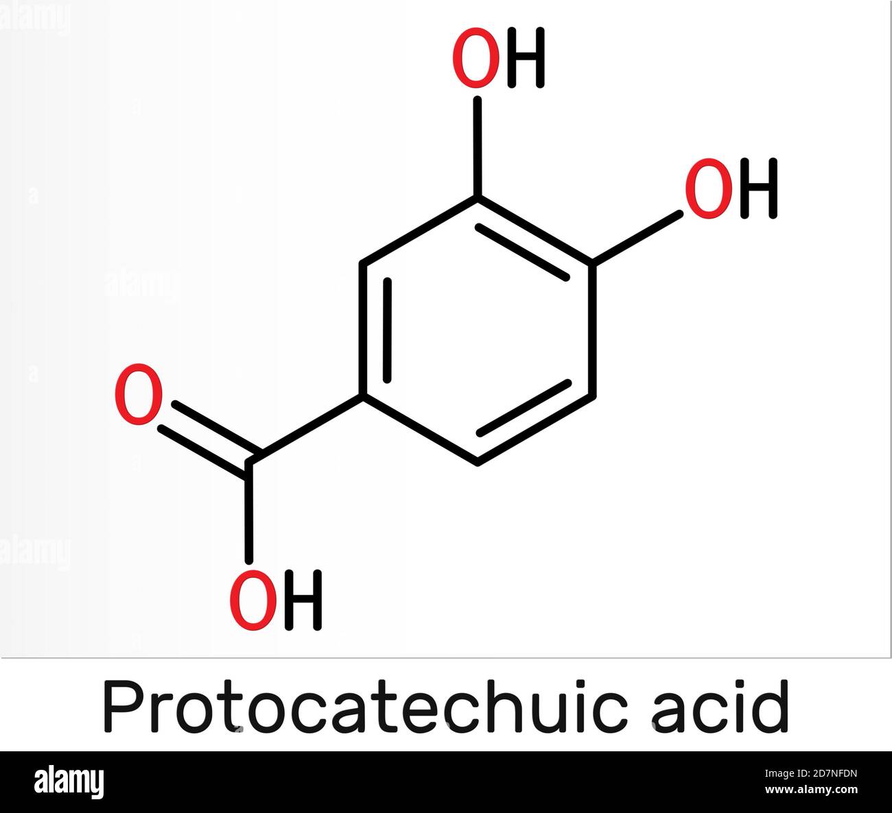 Protocatechuic acid, PCA molecule. It is 3,4-dihydroxybenzoic, phenolic ...
