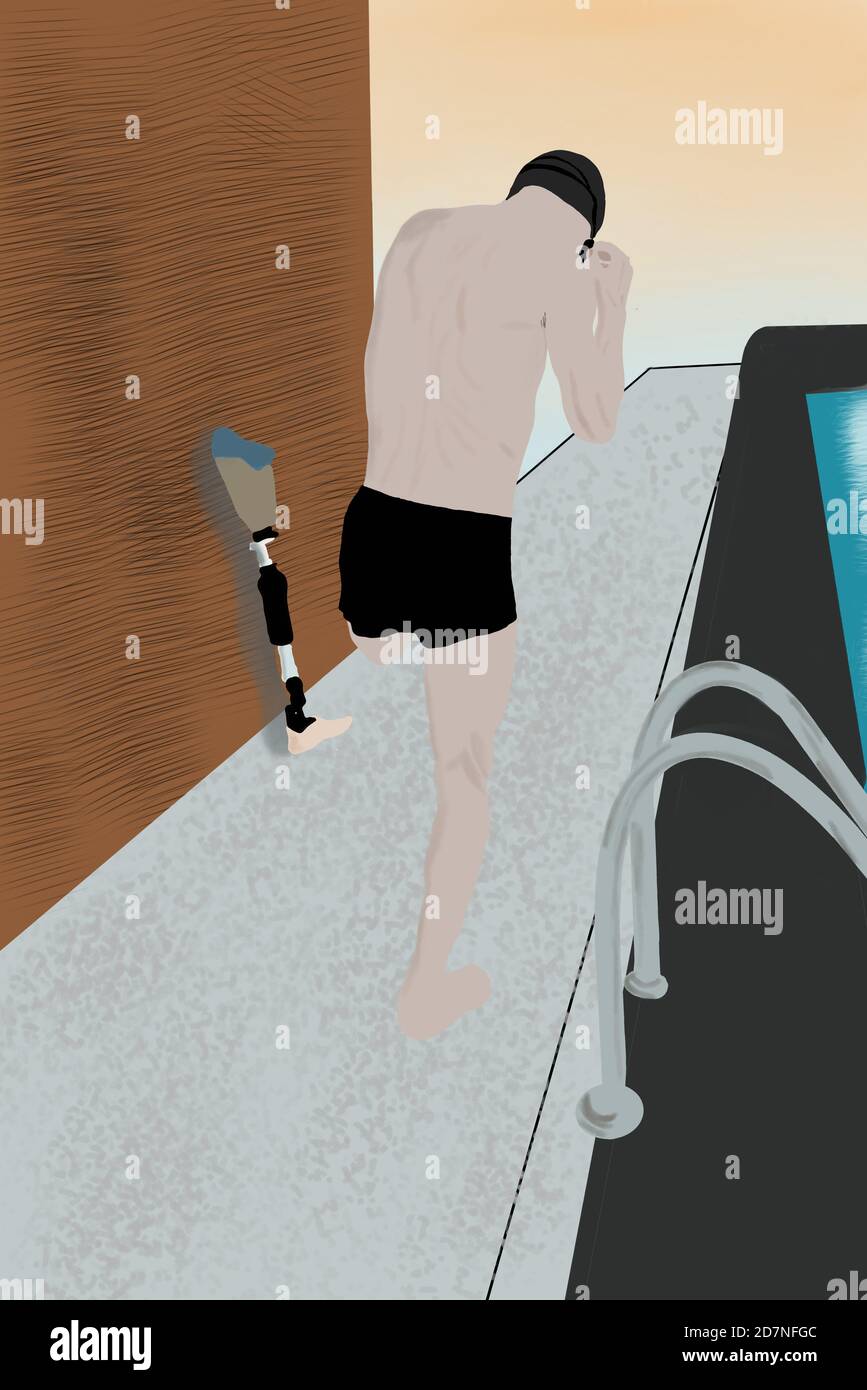 Man with leg prosthetics swimming Stock Photo - Alamy