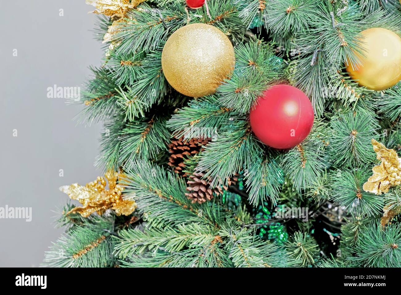 colorful decoration balls on christmas tree Stock Photo - Alamy