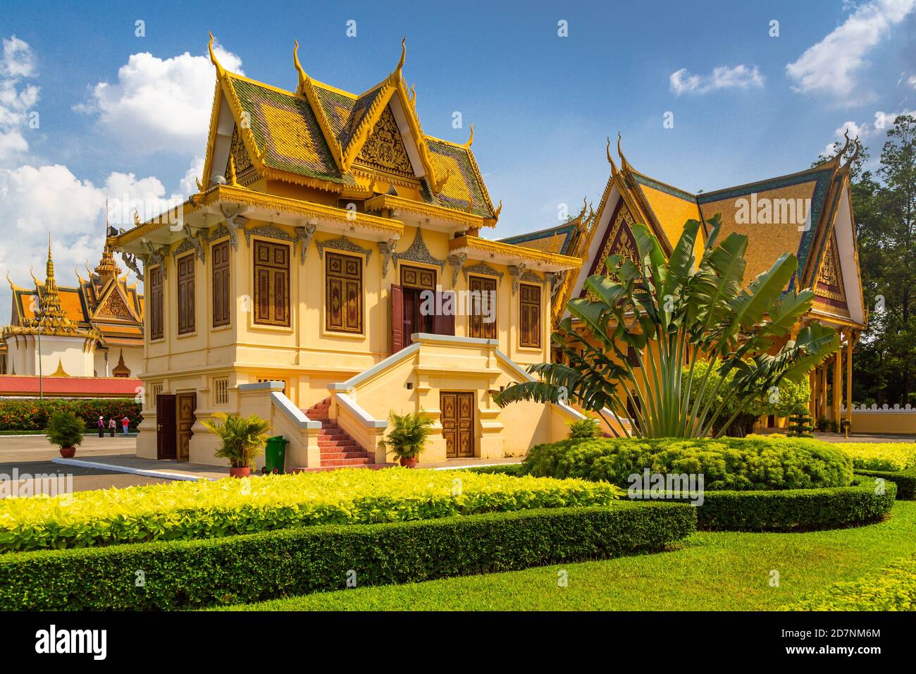 The Royal Palace complex of pagoda architecture buildings in Phnom Penh ...