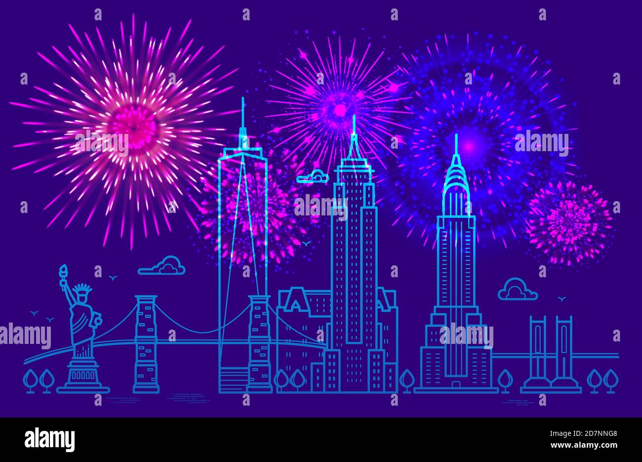 Fireworks day city celebration Stock Vector Images - Alamy