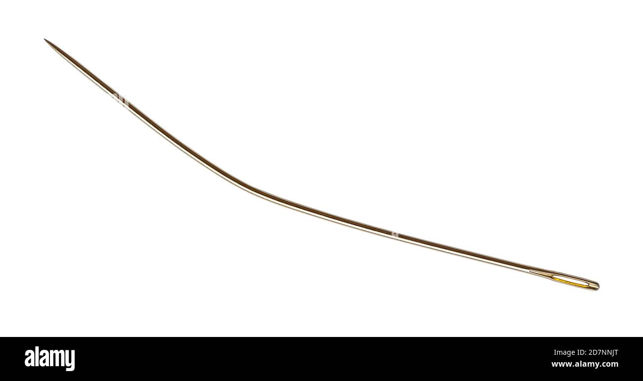 curved sewing needle with sharp tip cutout on white background Stock ...