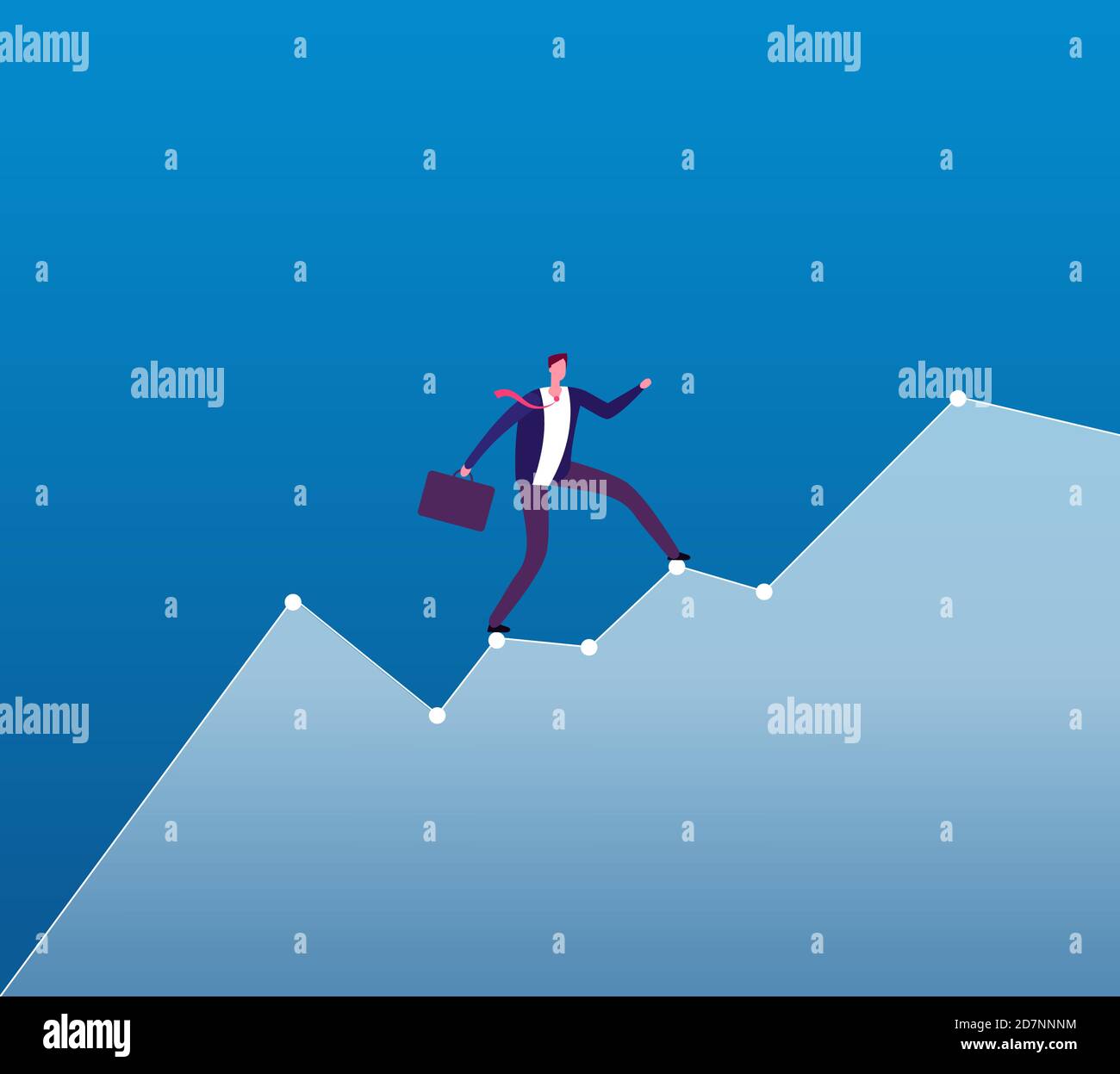 Career growth concept. Businessman rises of growing chart. Business ...