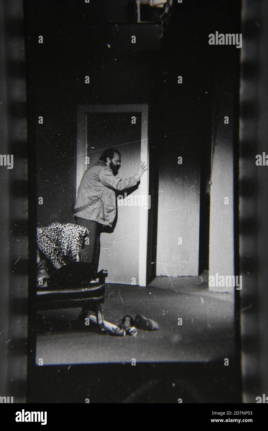 Fine 1970s vintage black and white photography of a stage play acted ...