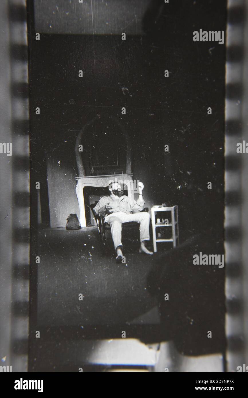 Fine 1970s vintage black and white photography of a stage play acted ...
