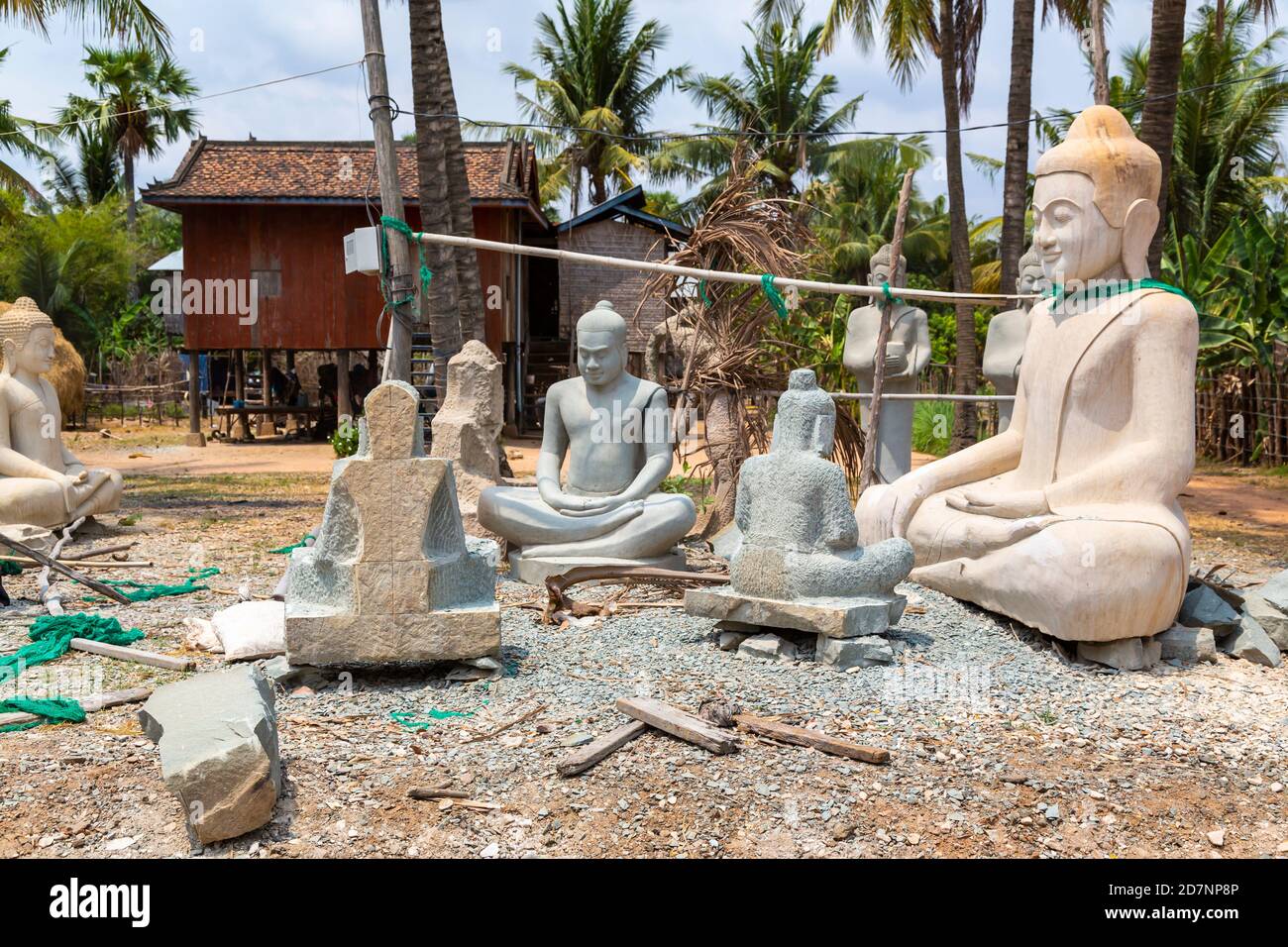The Santok stone carving village in central Cambodia, Asia Stock Photo ...