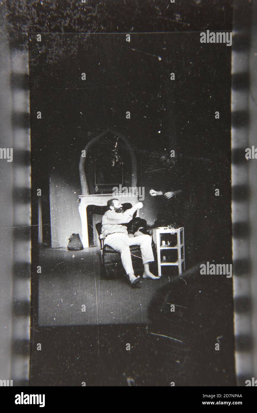 Fine 1970s vintage black and white photography of a stage play acted ...