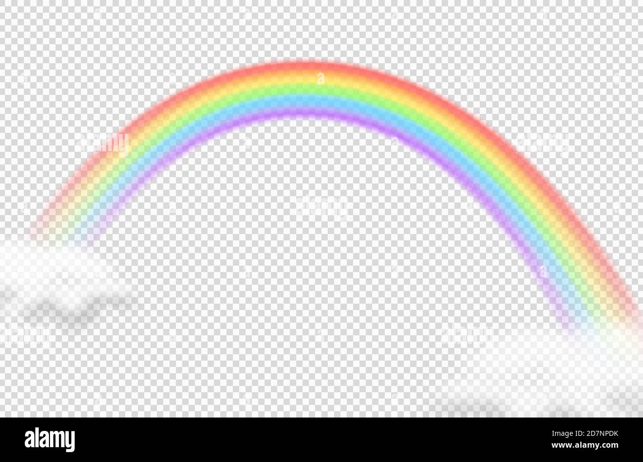 Realistic rainbow vector icon. Rainbow with clouds isolated on ...