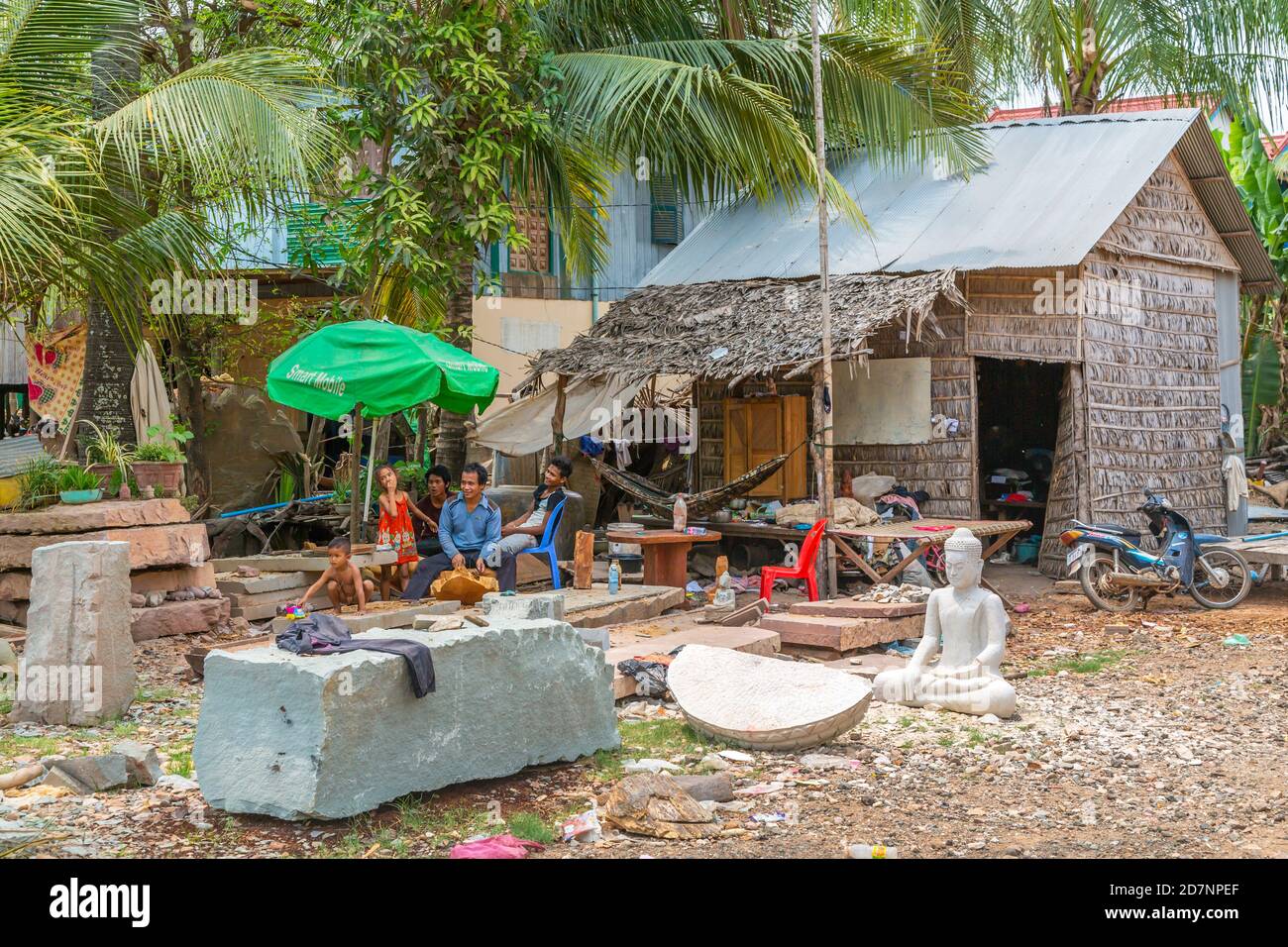 The Santok stone carving village in central Cambodia, Asia Stock Photo ...