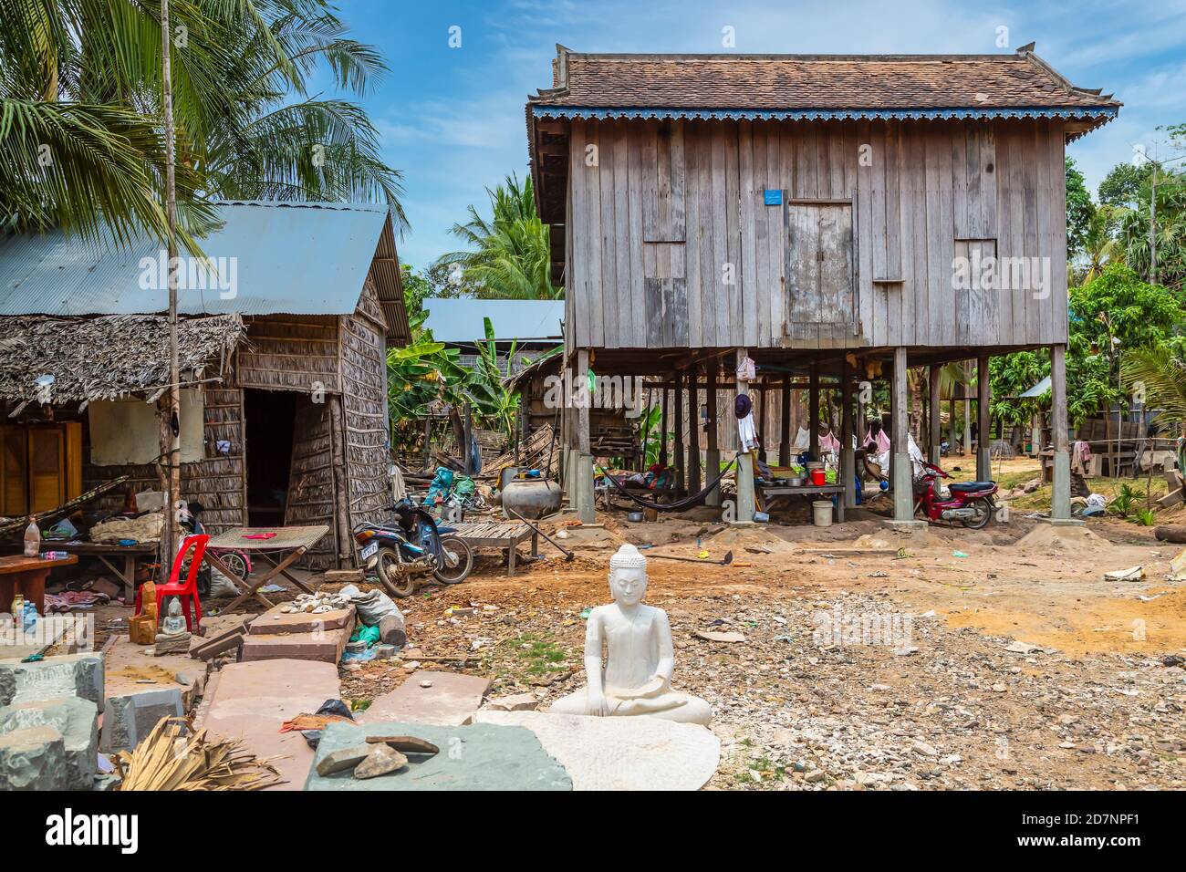 The Santok stone carving village in central Cambodia, Asia Stock Photo ...