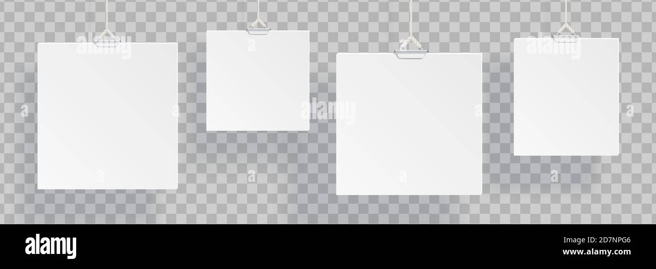 White realistic blank vector isolated on transparent background. Ads ...