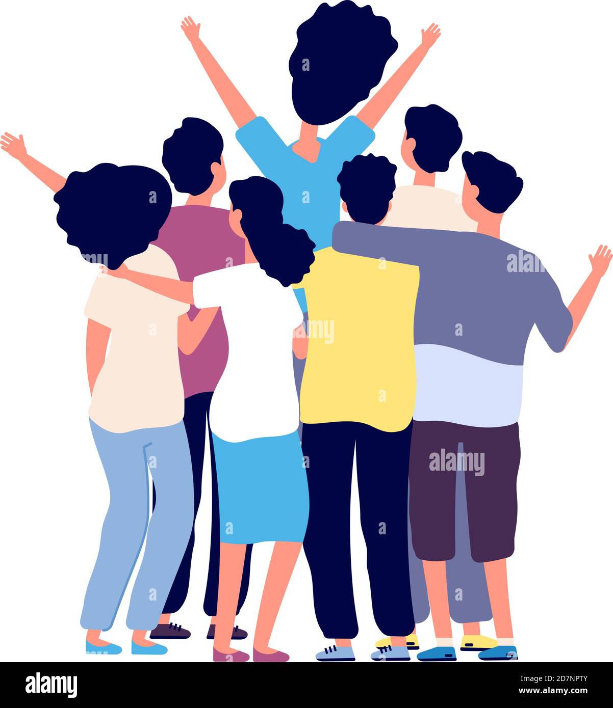 Hugging friends. Young people group together. Friendship between people ...