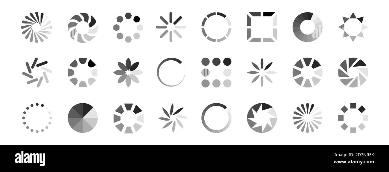 Web loading icons vector. Load indicators isolated on white background ...