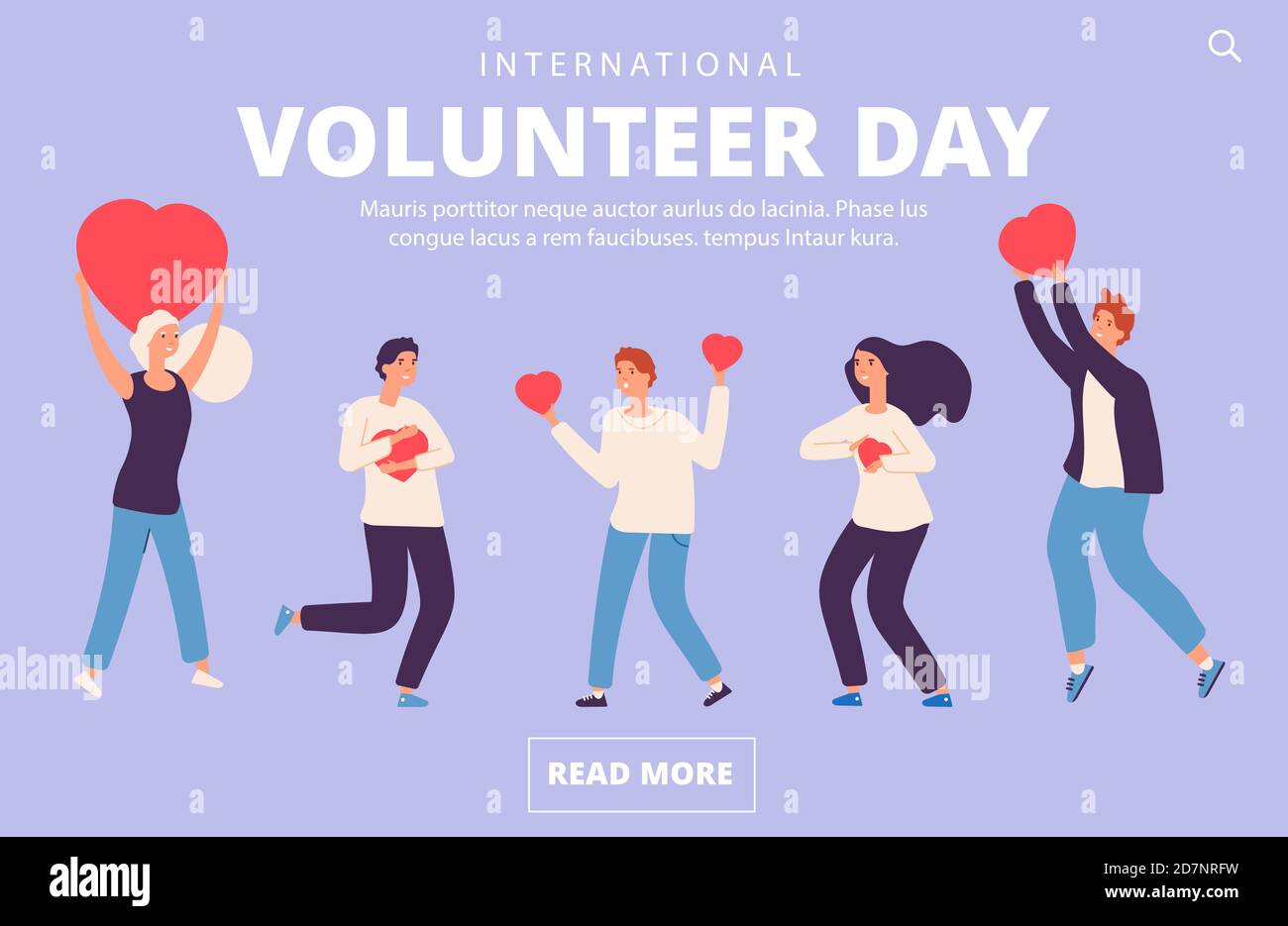 Volunteer day concept. Charity, volunteering vector landing page ...