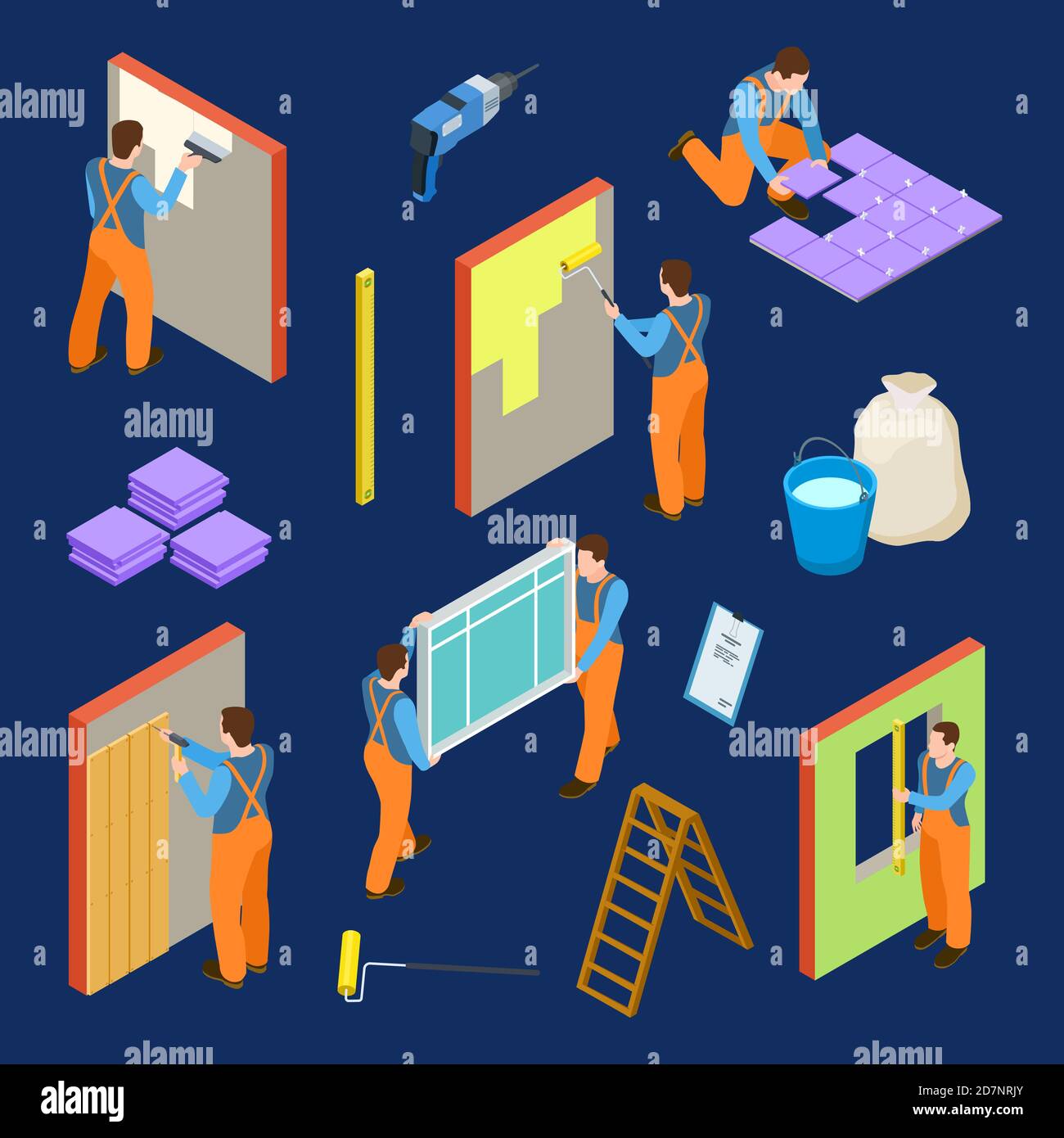 Construction workers set repair Stock Vector Images - Alamy