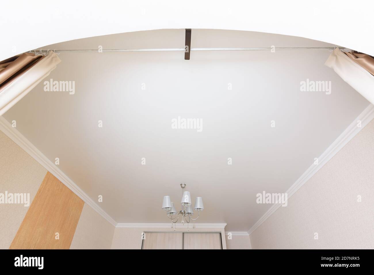 Classic white matte ceiling in the bedroom Stock Photo - Alamy