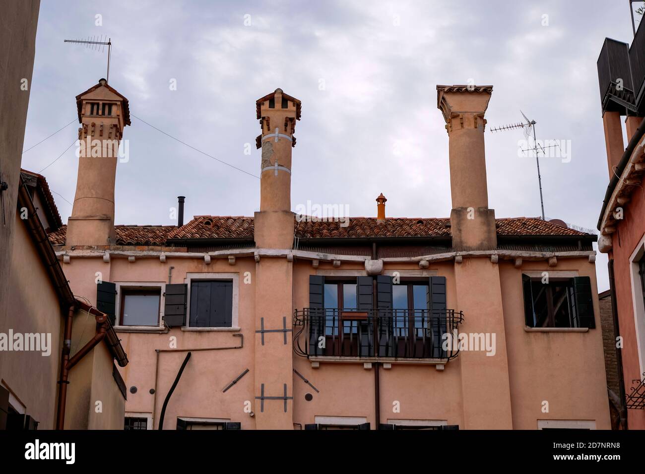 Chimneys of a Traditional Venetian House - Venice, Italy Stock Photo ...