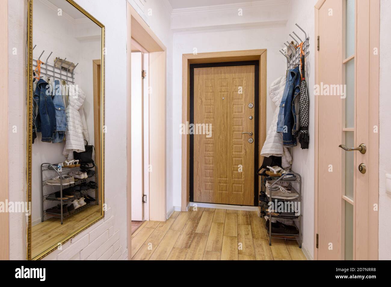 The interior of a habitable hallway in a small one-room apartment Stock ...
