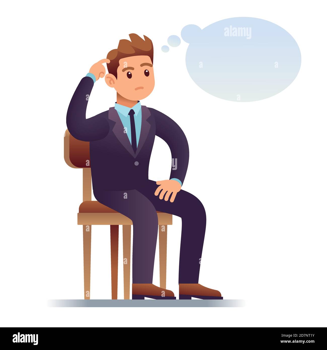 Worried adult man think thinking sit Stock Vector Images - Alamy