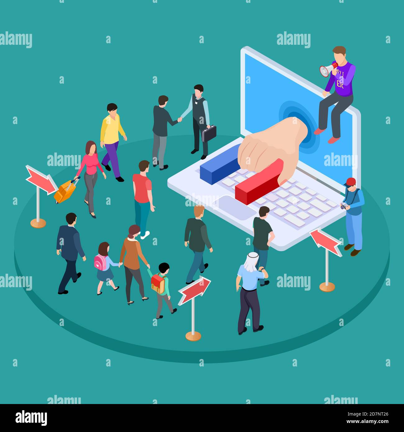 Isometric promotion vector concept. Marketing and advertising ...