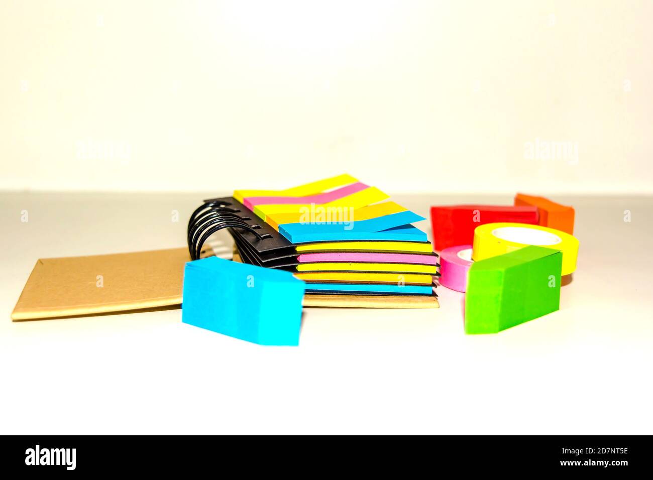 spiral notebook of sticky notes on isolate white background Stock Photo ...