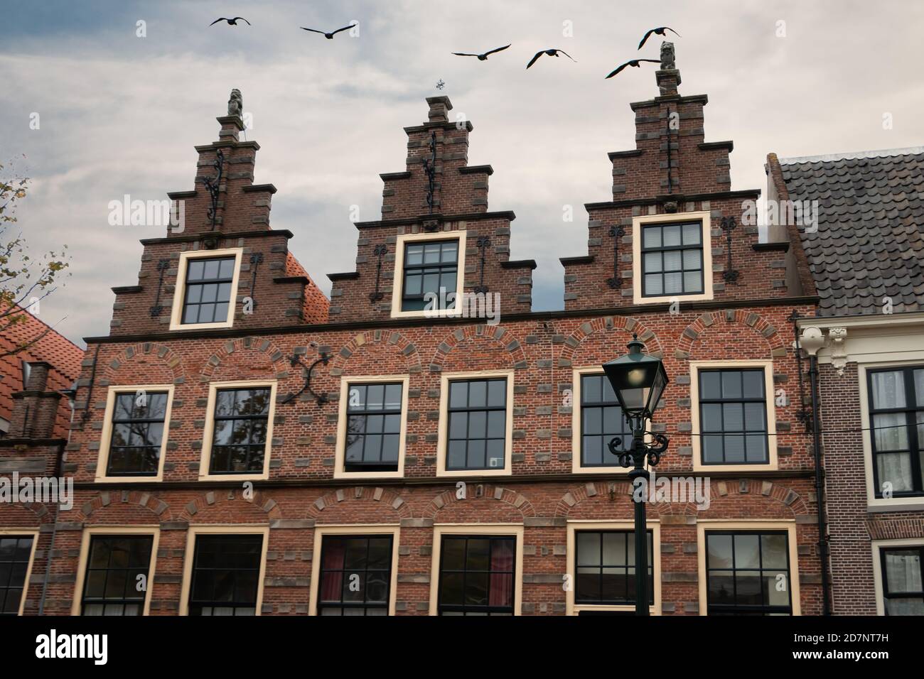 Typical Dutch architectural style of the facades of the houses in the ...