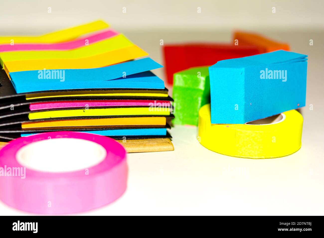 Set of different types of colorful sticky note isolated on white ...