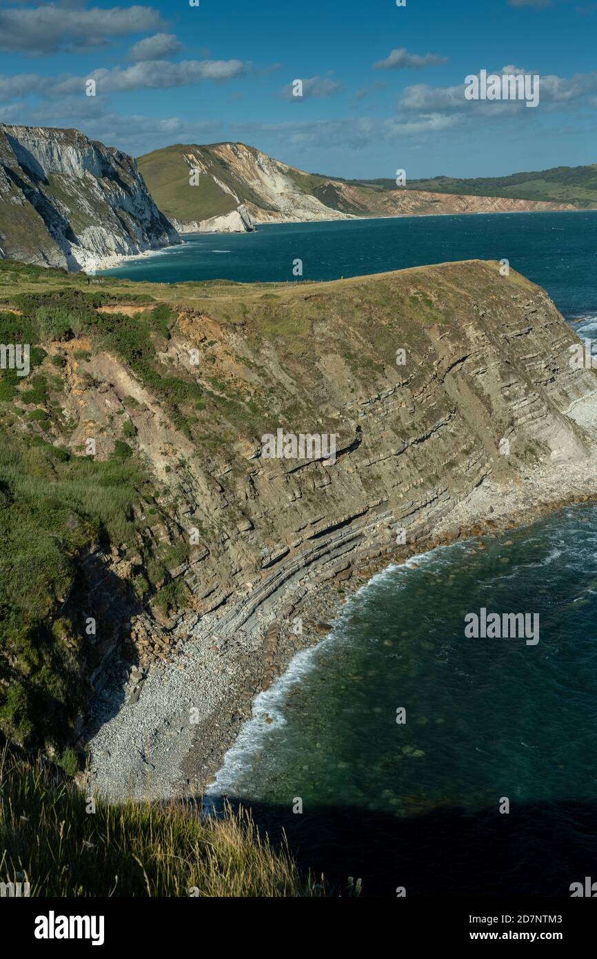 Mupe Bay, looking eastwards across Worbarrow Bay Chalk cliffs, part of ...