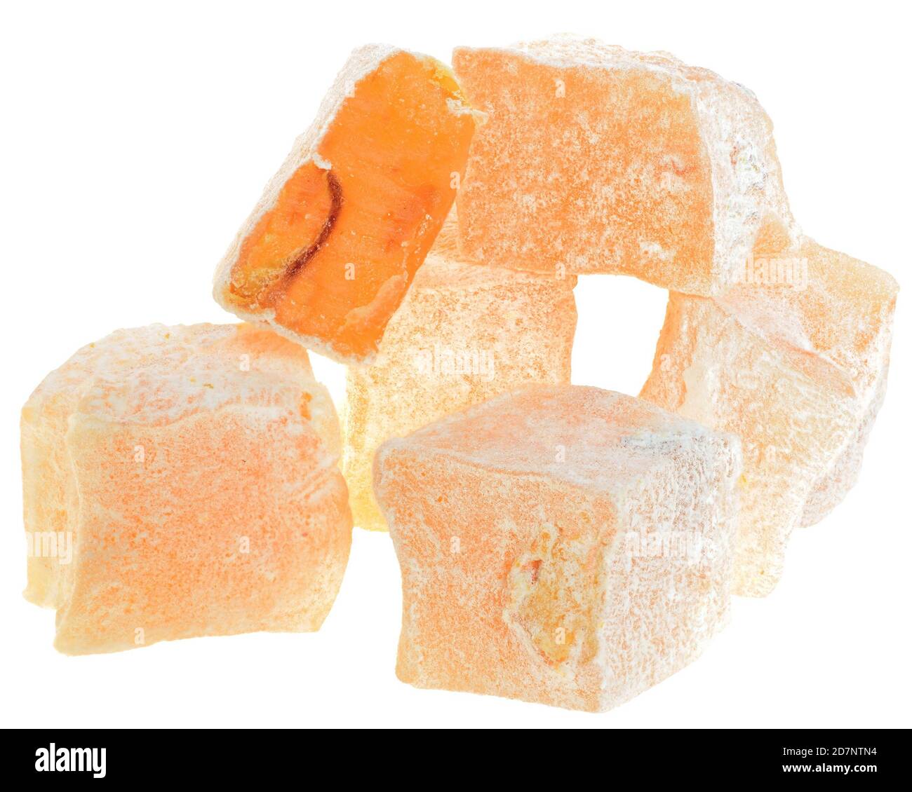 Turkish delight closeup isolated on white background Stock Photo - Alamy