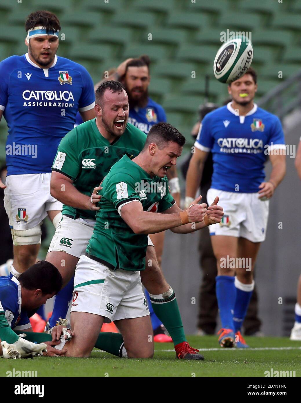 Irelands Johnny Sexton Celebrates Scoring A Try During The 6 Nations