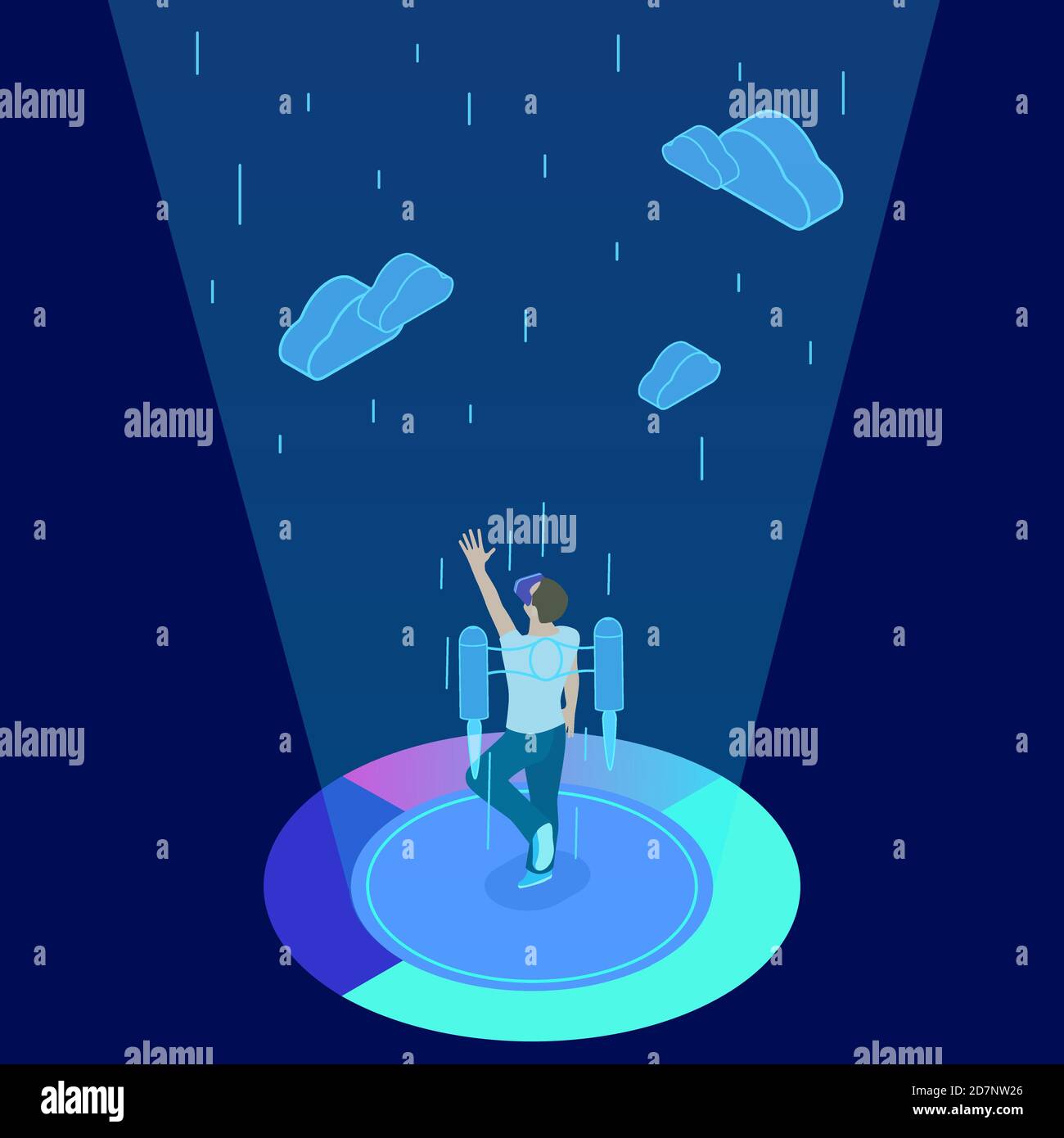Isometric vector virtual reality man flying concept. Illustration of ... Isometric vector virtual reality man flying concept. Illustration of ...