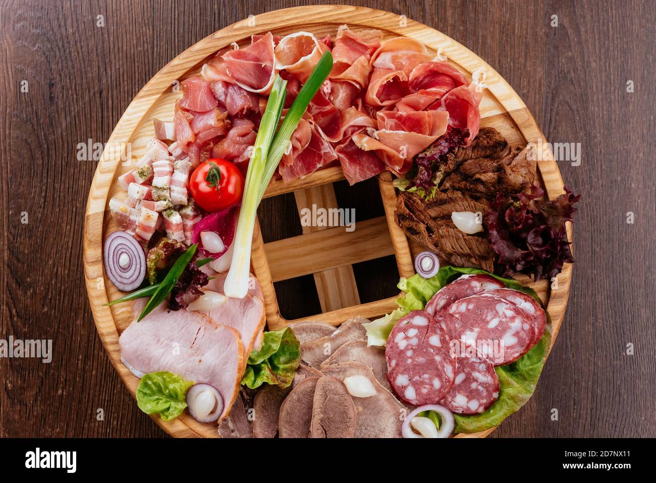 large wooden plate with cold cuts Stock Photo - Alamy